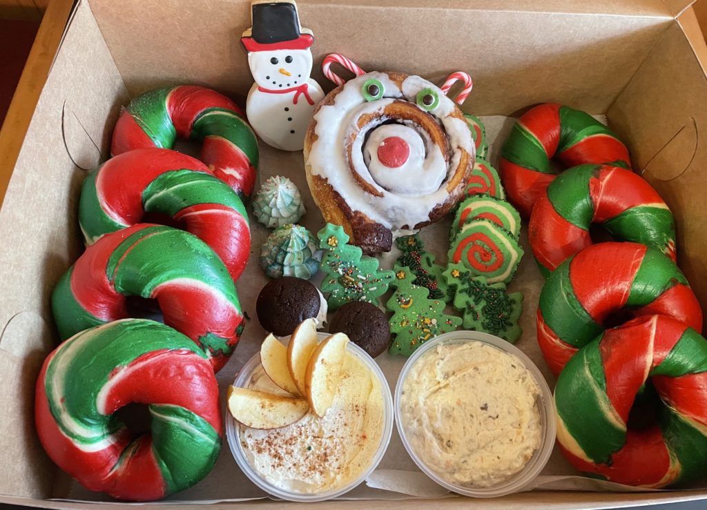 Santa, Reindeer, Wreath Holiday Bagels - Christmas Bagels.